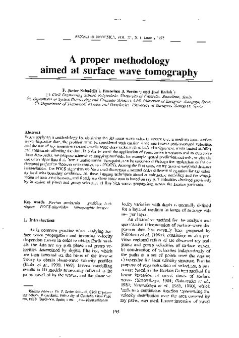 Pdf A Proper Methodology Aimed At Surface Wave Tomography