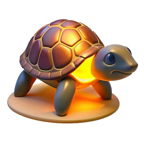Glowing 3d Turtle Illustration Cute Cartoon Tortoise Shell Design Illuminated Reptile Model