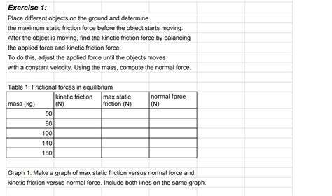 Solved Exercise 1 Place Different Objects On The Ground And Determine