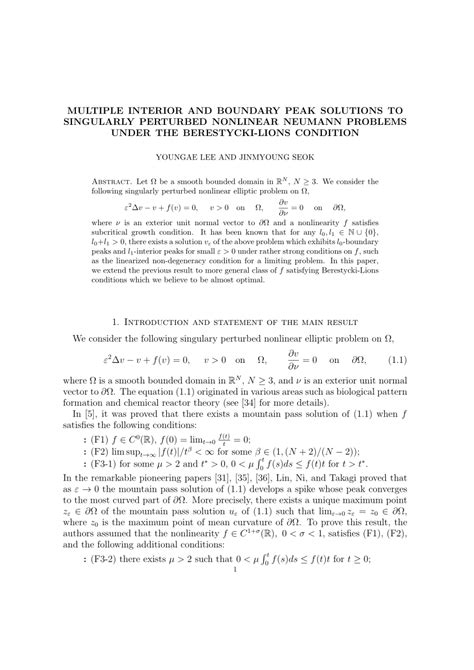 Pdf Multiple Interior And Boundary Peak Solutions To Singularly