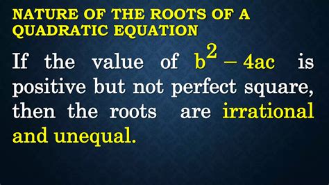 6 Nature Of The Roots Of A Quadratic Equation Using Discriminant Autosaved Pptx Physics