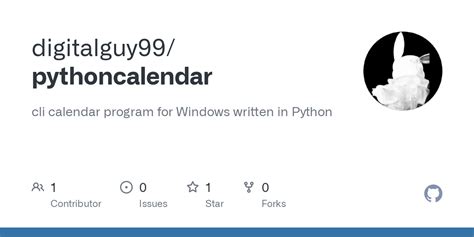 GitHub Digitalguy Pythoncalendar Cli Calendar Program For Windows Written In Python