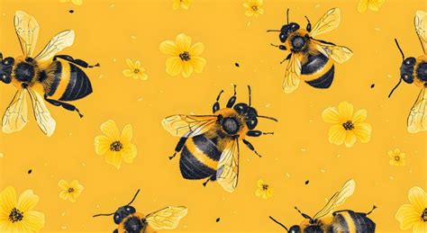 Premium Photo Seamless Bee Template