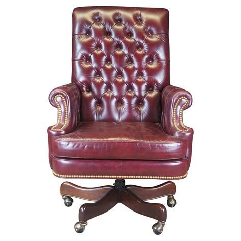 Hancock And Moore Red Leather Tufted Senators Swivel Tilt Executive