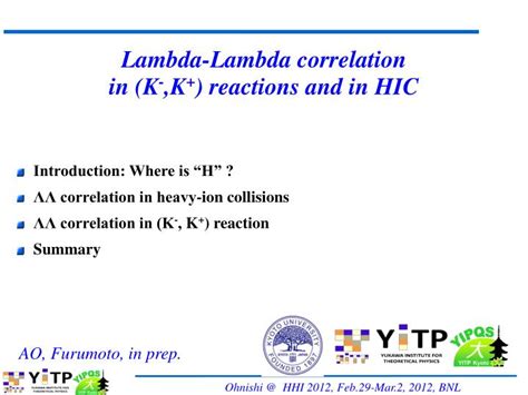 Ppt Lambda Lambda Correlation In K K Reactions And In Hic