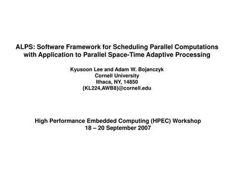 Ppt Alps Software Framework For Scheduling Parallel Computations Powerpoint Presentation Id