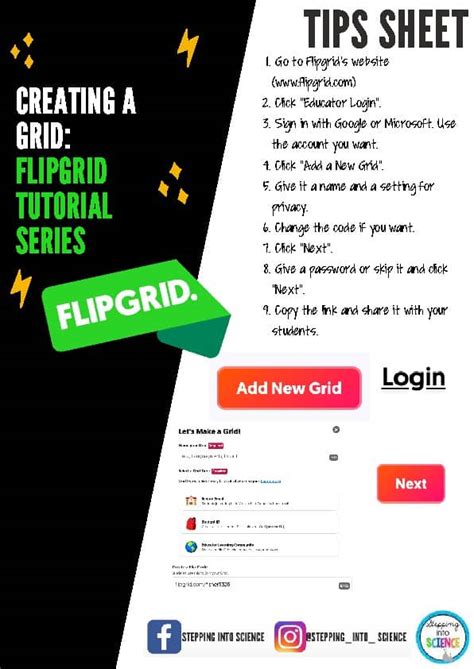 Creating A Grid On Flipgrid Tips Sheet By Stepping Into Science