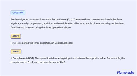Solved Boolean Algebra Has Operations And Rules On The Set 0 1 There