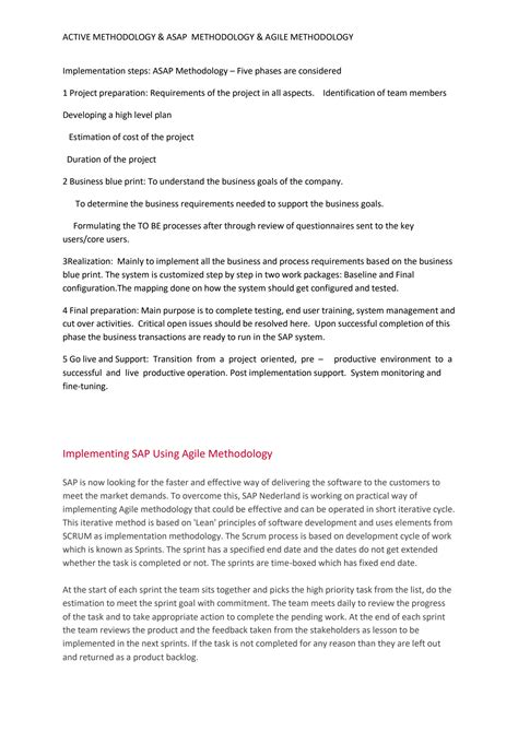 SOLUTION Activemethodology Asap Methodology Agile Methodology Pdf Studypool