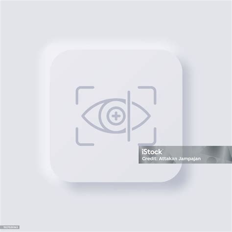 아이 스캐너 아이콘 웹 디자인을 위한 White Neumorphism 소프트 Ui 디자인 응용 프로그램 Ui 등 버튼 벡터 3