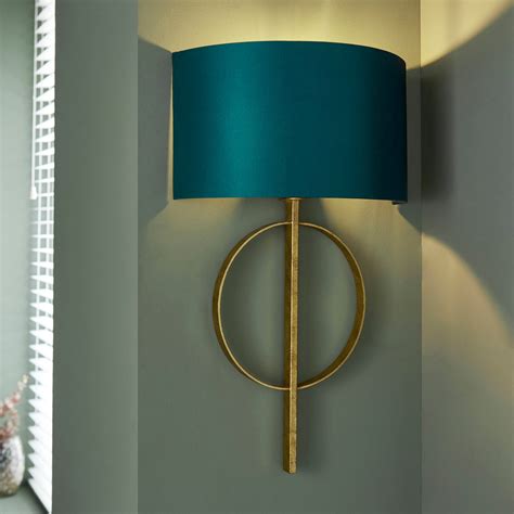 Amos Hatfield Wall Light Antique Gold And Teal Fabric Wall Light Amos
