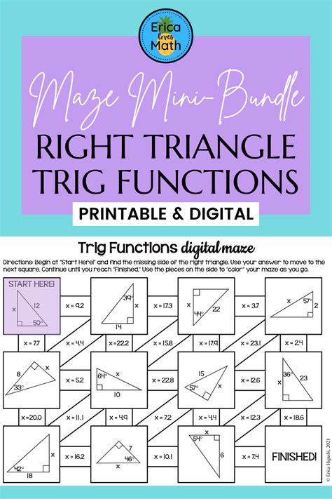 Right Triangle Trig Ratios Activity Printable And Digital Maze Secondary Math Right Triangle