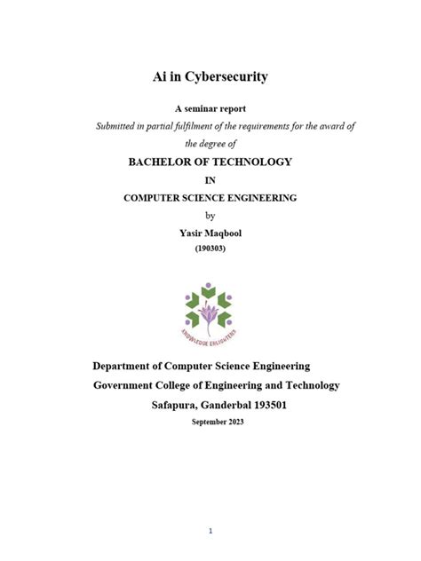 Ai In Cybersecurity Report Yasir Pdf Machine Learning Artificial