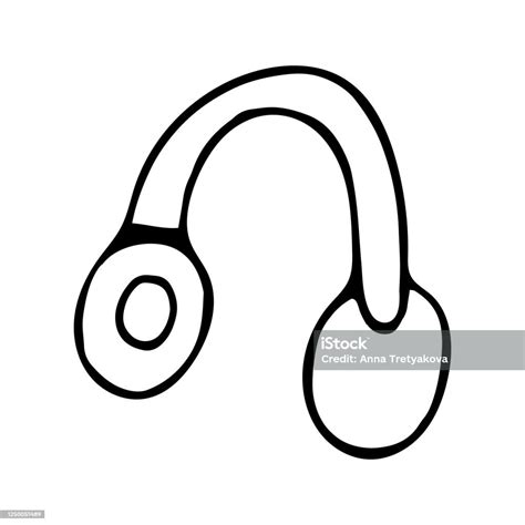 뮤지컬 낙서 세트에서 헤드폰의 단일 요소 카드 포스터 스티커 및 전문 디자인에 대한 손으로 그린 벡터 일러스트레이션 Dj에 대한 스톡 벡터 아트 및 기타 이미지 Istock