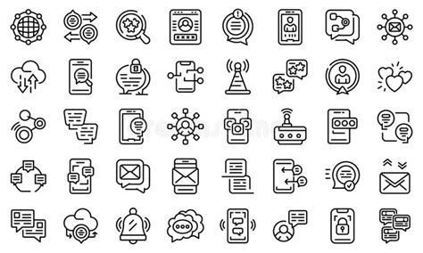 Messaging Network Icons Set Simple Vector Share Star Stock Vector Illustration Of Network