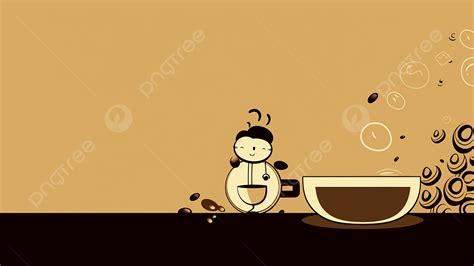 커피 귀여운 만화 일러스트 배경 만화 뜨거운 커피 커피 콩 배경 일러스트 및 사진 무료 다운로드 Pngtree