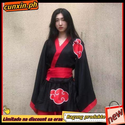 Anime Shippuden Uzumaki Cosplay Costume Sex Reversion Kimono Akatsuki Cloud Print Dress Girls