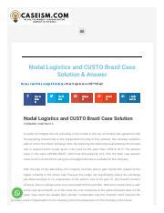 Nodal Logistics And CUSTO Brazil Case Study Solution For Harvard HBR Case Study Pdf Nodal