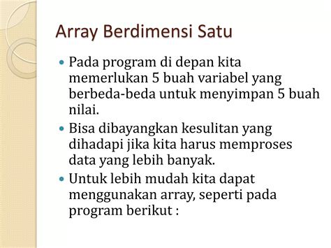 Materi Kuliah 15 Array Part 1 Ppt