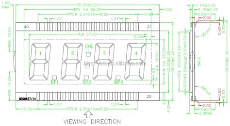 Customized 40pin 4 Digits Mono 7 Segment Lcd Display For Gas Machine
