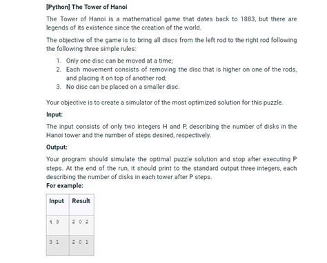 Solved Python The Tower Of Hanoi The Tower Of Hanoi Is A Chegg