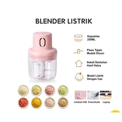 Jual Blender Chopper Mini Blender Mini Portable Elektrik 250 Ml Food Chooper Mini Blender Bawang