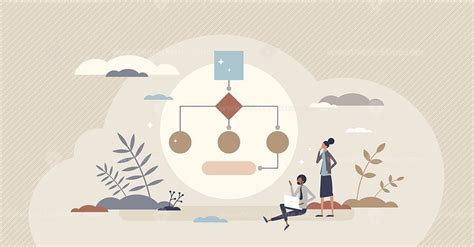 Algorithms Flowchart Programming And Solutions Coding Tiny Person Concept Vectormine