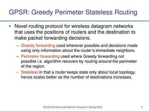 Ppt Gpsr Greedy Perimeter Stateless Routing For Wireless Networks