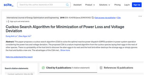 Cuckoo Search Algorithm For Minimization Of Power Loss And Voltage
