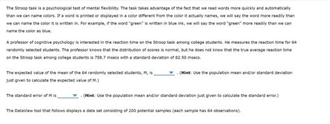Solved The Stroop Task Is A Psychological Test Of Mental