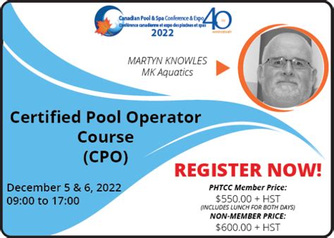 Cpo Certification December 5th And 6th Niagara Falls Convention Centre Pool Council