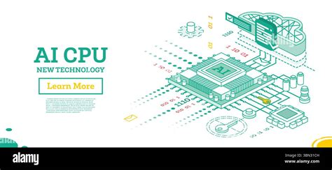 Isometric Illustration Of Ai Cpu Technology With Binary Code Cloud Storage And Secure Data