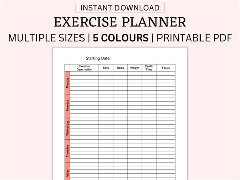 Exercise Tracker Printable Pdf Printable Free Templates