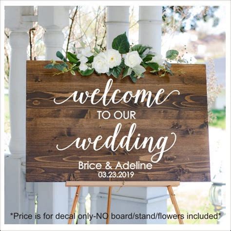 Wedding Welcome Decal With Names And Date Welcome To Our Wedding Sign