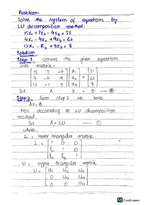 Lu Decomposition Method Computational Methods In Physics Studocu