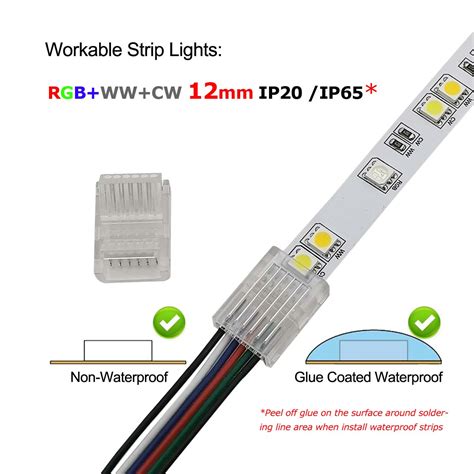 Rgb Led Strip Connector For 4 Pin 5050 LED Strip Lights DIY Strip To Wire