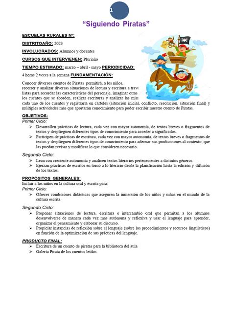 Secuencia Didáctica Cuentos De Piratas Pdf Cuentos Escritores