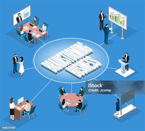 브레인스토밍 개념 전문가 그룹이 비즈니스 아이디어 및 관리를위한 회의와 토론입니다 가정의 방에 대한 스톡 벡터 아트 및 기타