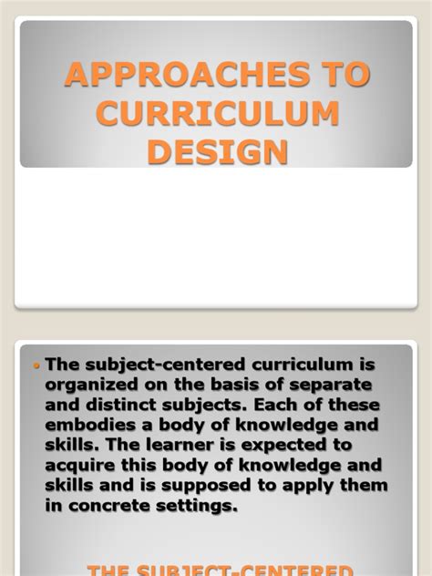 Approaches To Curriculum Design Curriculum Quality Of Life