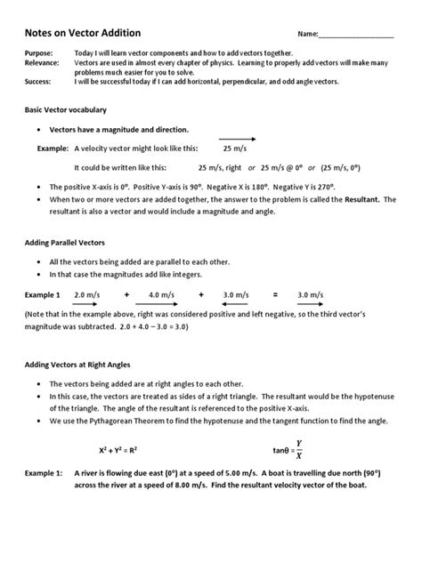 notes on vector addition pdf euclidean vector angle