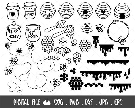 Bee Svg Bundle Bumble Bee Svg Honey Pot Svg Honey Dripping Etsy