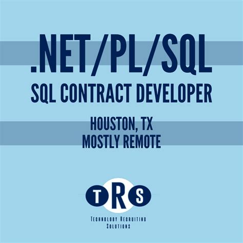 Jobopening Hiring Dotnet Plsql Developer Contract Houston
