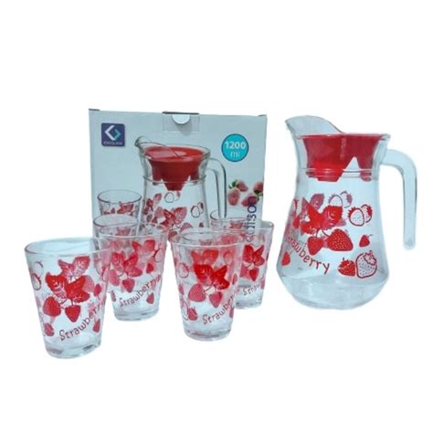 Jual Teko Set 5 In 1 Teko Kimglass Madison 1200ml Teko Summer Strawberry Teko Kaca Set