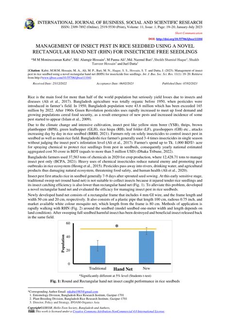 Pdf Management Of Insect Pest In Rice Seedbed Using A Novel