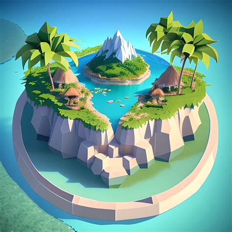 A Floating Island On An Aquatic Environment Isometric Art Lago Arthubai