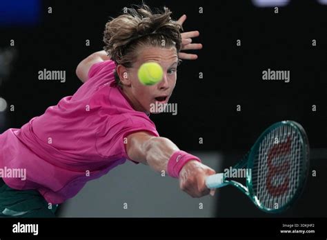 Ziga Sesko Of Slovenia Plays A Backhand Return To Keaton Hance Of The U