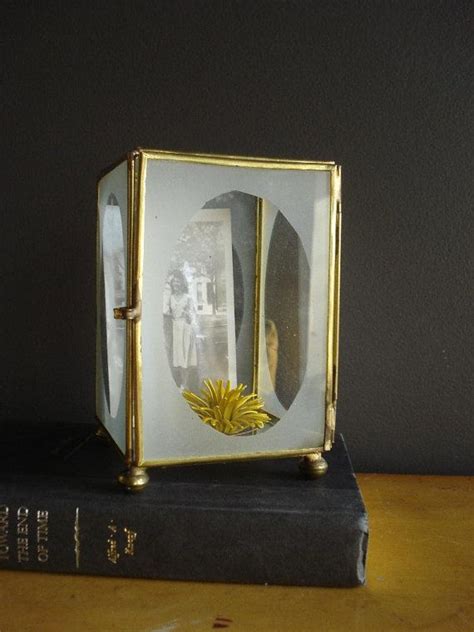Small Glass Rectangle Box Vintage Glass And Brass Curiosity Etsy