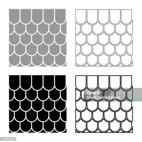 지붕 세라믹 타일 골판지 타일 옥상 집 재료 슬레이트 세트 아이콘 회색 검은 색 벡터 일러스트 레이 션 이미지 솔리드 채우기 윤곽선 윤곽선 얇은 평면 스타일 0명에 대한