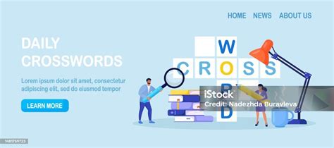 사람들은 빈 상자를 글자로 채우는 거대한 십자말 풀이를 해결합니다 연필 퍼즐을 가진 작은 캐릭터 두뇌 훈련 논리 게임 수수께끼에 대해 생각하는 여자와 남자 여가 시간
