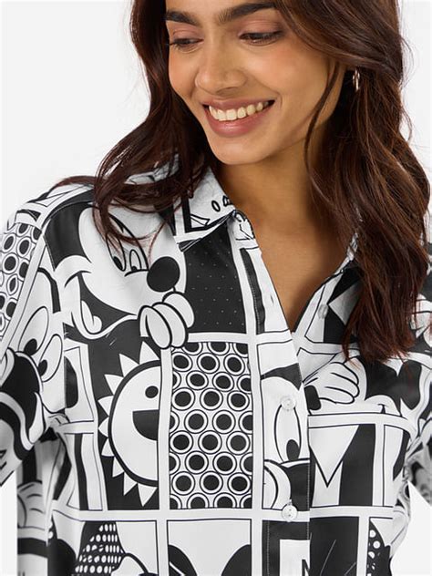 Buy Mickey Mouse Checkered Charm Women Oversized Shirts Online